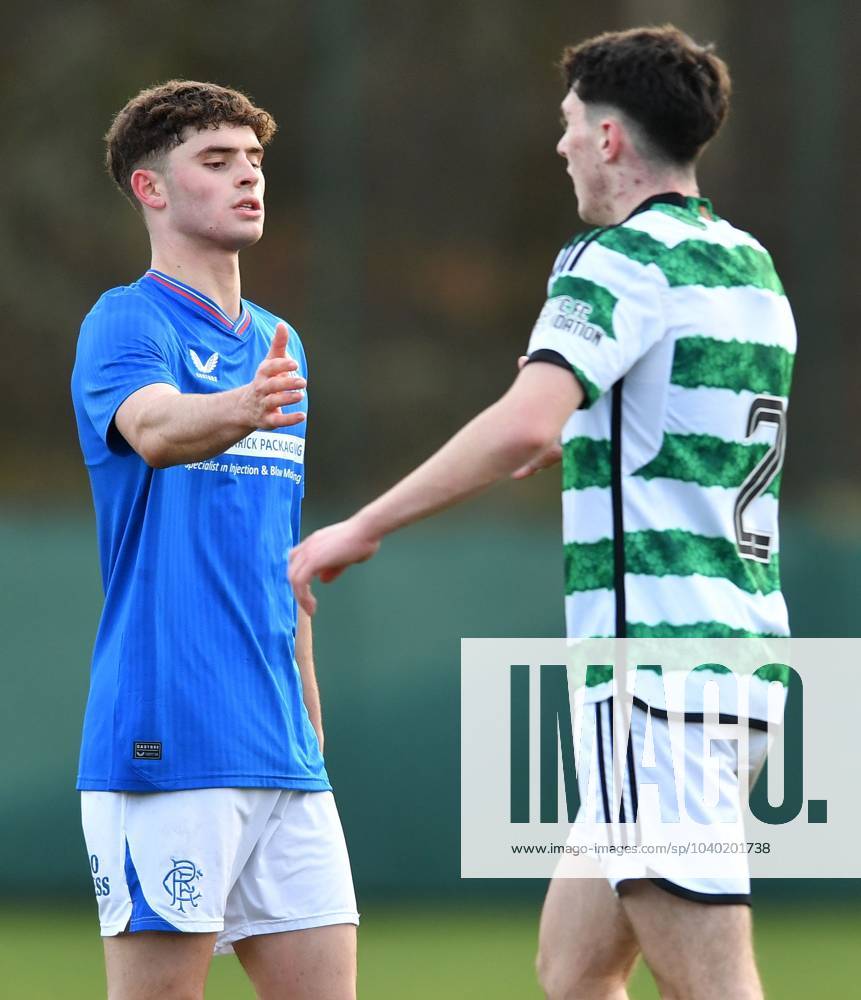 Archie Stevens of Rangers B in action against Celtic B Celtic B v ...