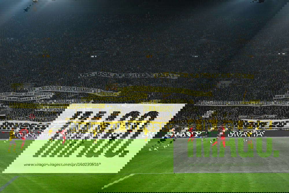 BVB fan protest on the south stand with banners and banners against ...