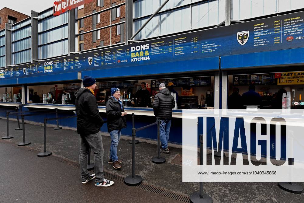 Bar and food outlet in the fan zone AFC Wimbledon v Barrow, EFL Sky Bet ...