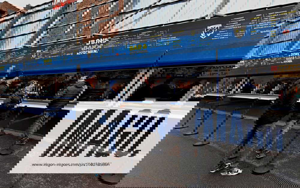 Bar and food outlet in the fan zone AFC Wimbledon v Barrow, EFL Sky Bet ...