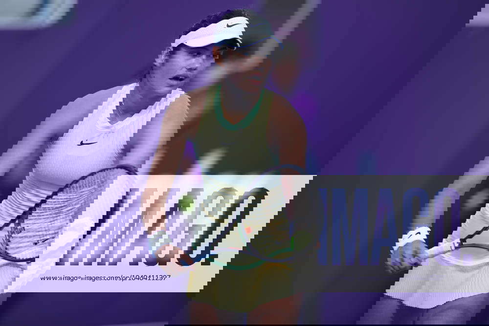 DOHA, QATAR - FEBRUARY 12: Emma Raducanu of Great Britain in action ...