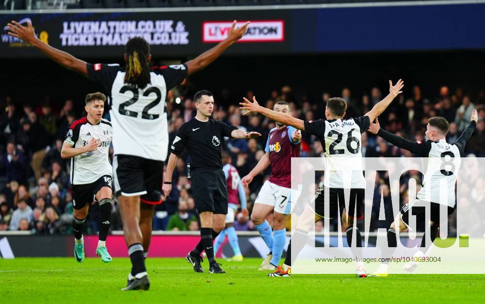 Fulham players react towards referee Lewis Smith Fulham v Aston Villa ...