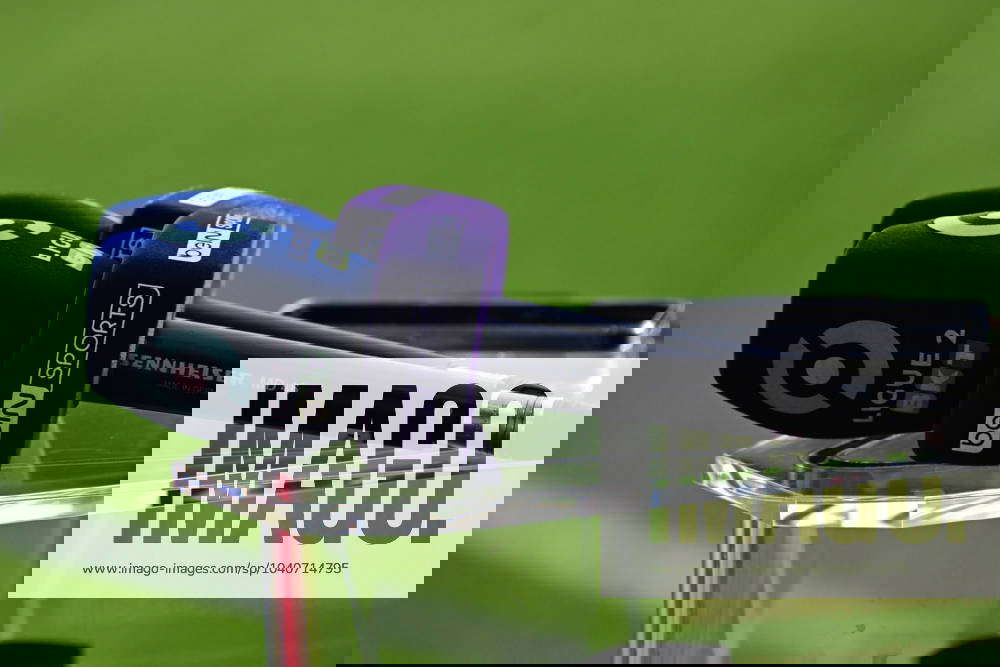 A detailed view of bein sports microphone prior to the Ligue 2 match ...