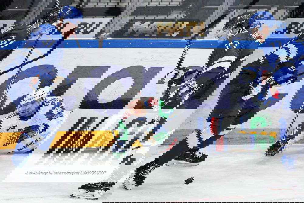 RUSSIA, MOSCOW - FEBRUARY 19, 2024: Salavat Yulaev s Alexander Sharov (C), Dynamo s Vladislav