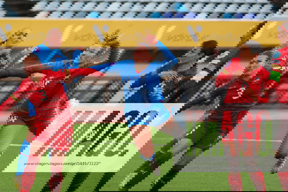 Hlin Eiriksdottir and Andjela Frajtovic during the game. UEFA WOMEN S NATIONS LEAGUE. Iceland