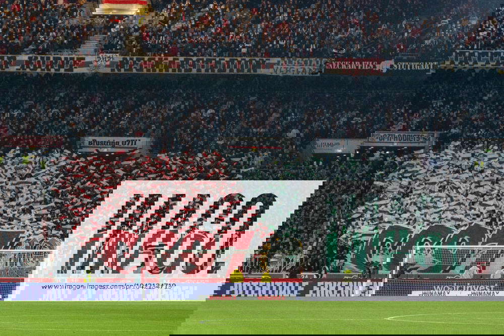 Choreography of the VfB fans xettx, Germany, Stuttgart, 08 03 2024 ...