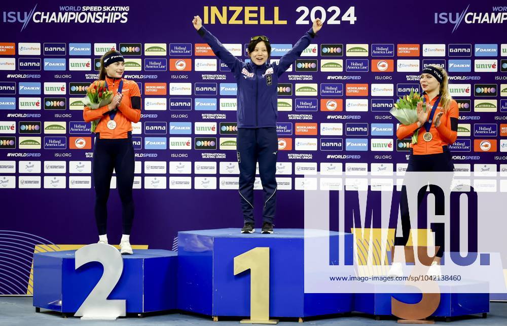 INZELL - Femke Kok (NED, silver), Miho Takagi (JPN, gold) and Jutta ...