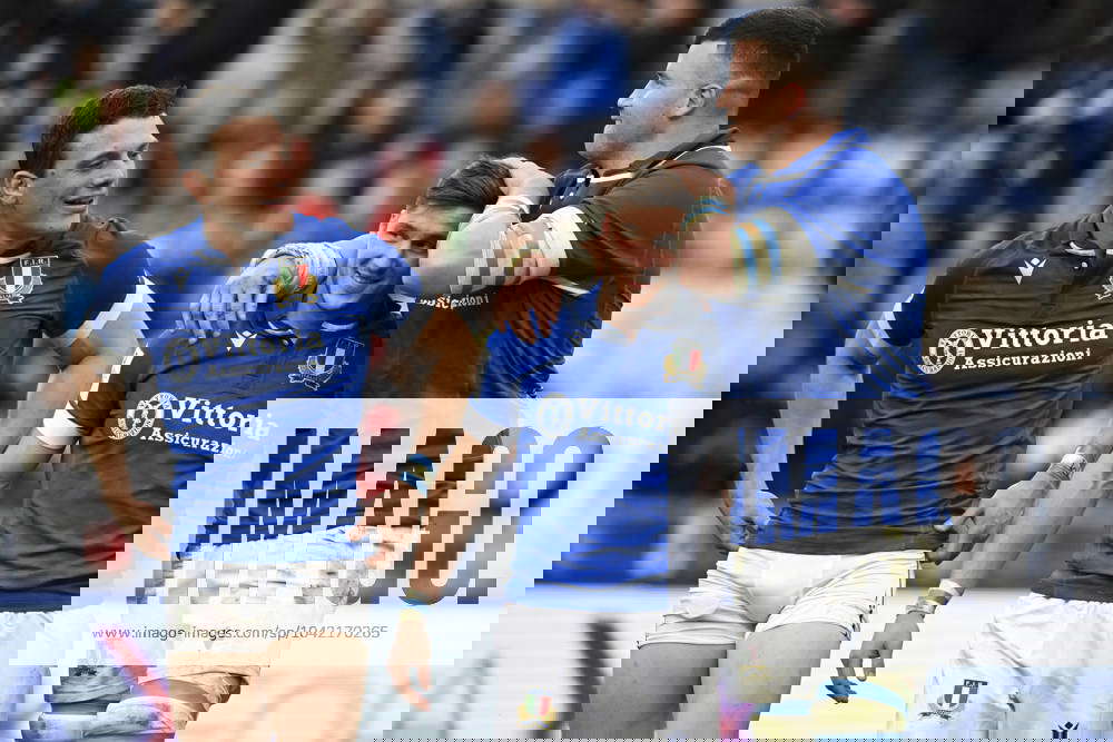 Paolo Garbisi, Martin Page-Relo and Sebastian Negri of Italy celebrate ...