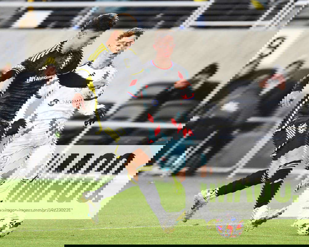 March 9, 2024: Columbus Crew forward Max Arfsten (27) steals the ball ...