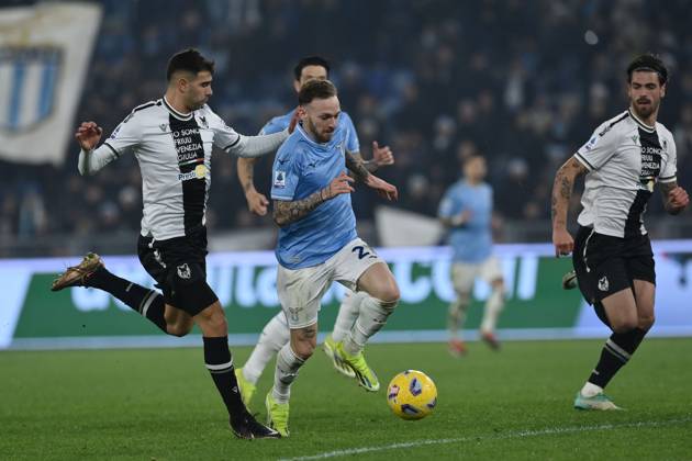 Manuel Lazzari (Lazio)Lautaro Giannetti (Udinese)Joao Ferreira (Udinese) during the Italian Serie A