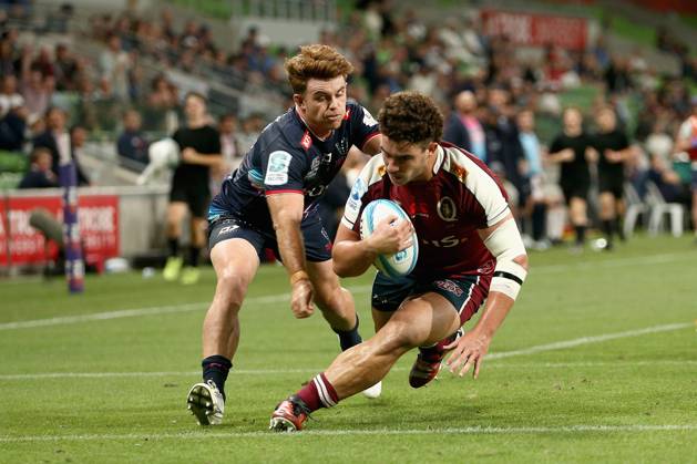 SUPER RUGBY REBELS REDS, Josh Nasser of the Reds crosses the line to ...