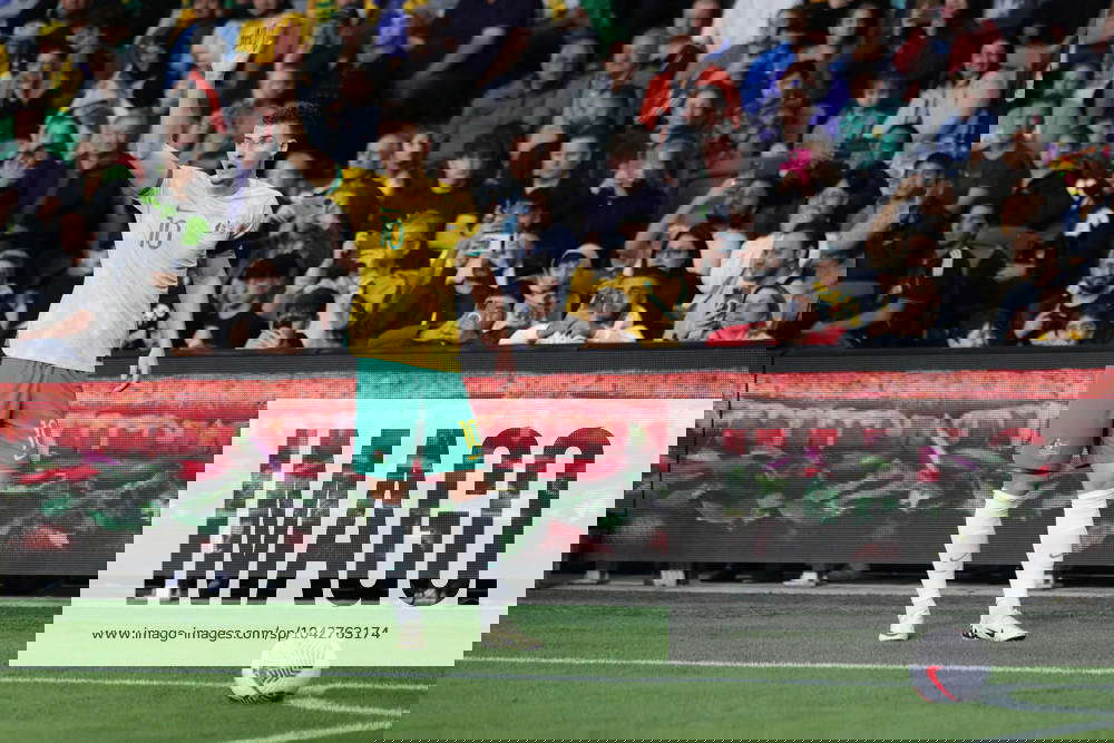 Ajdin Hrustic of Australia takes a corner during the FIFA World Cup, WM ...