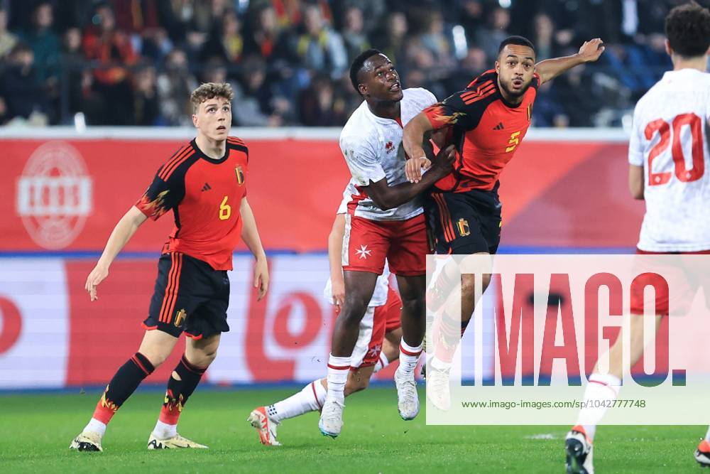 Belgium vs Malta U21, U 21 Basil Tuma of Malta battles for the ball ...