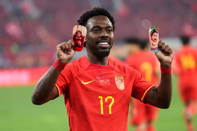 TIANJIN, CHINA - MARCH 26: Fernandinho 17 of Team China celebrates his ...