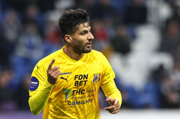 RUSSIA, MOSCOW - : Rostov s Mohammad Mohebi strikes the ball in Leg 2 ...