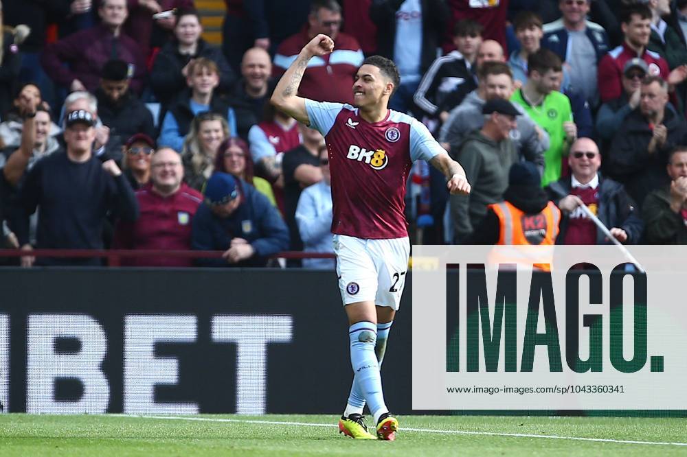 Morgan Rogers of Aston Villa celebrates scoring their sides second goal ...