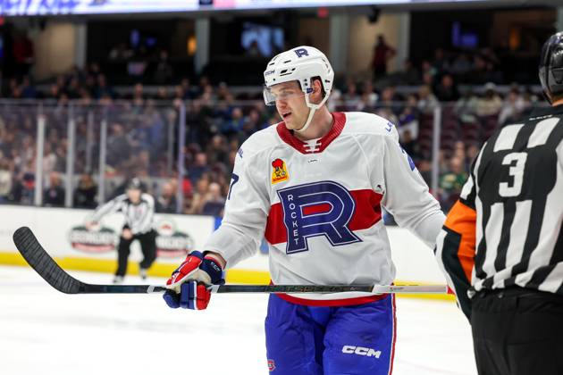 CLEVELAND, OH - APRIL 11: Laval Rocket center Mitchell Stephens checks ...