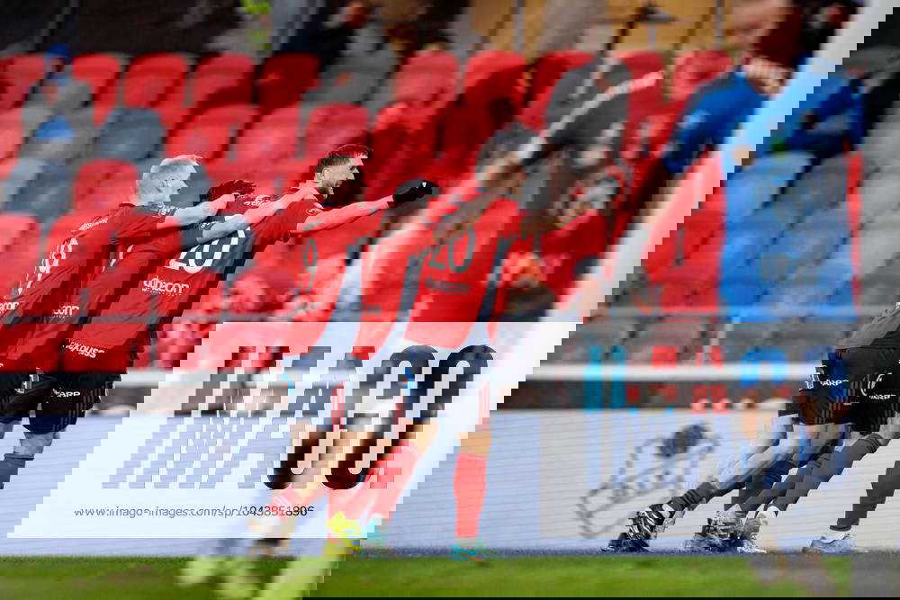 Örebros David Seger celebrates with Adam Bergmark Wiberg and Alibek ...