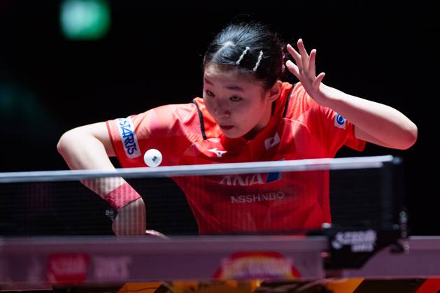 (240417) -- MACAO, April 17, 2024 -- Harimoto Miwa of Japan hits a return during the women s