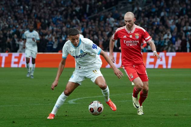 Amine Harit - Fredrik Aursnes FOOTBALL : Olympique de Marseille vs SL Benfica - Ligue Europa