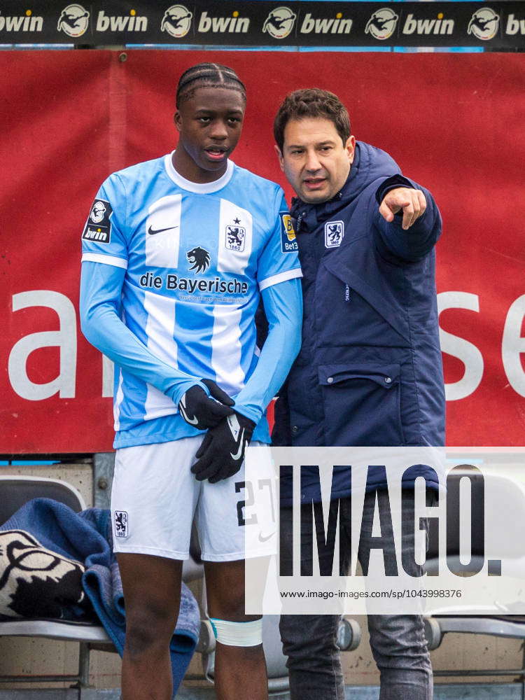 1860 Munich 27 Mansour OURO TAGBA and 1860 coach Argirios GIANNIKIS ...