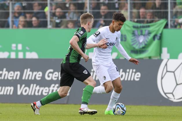 Jano Ter Horst SC Preussen Muenster and Yann Sturm SC Freiburg II fight ...