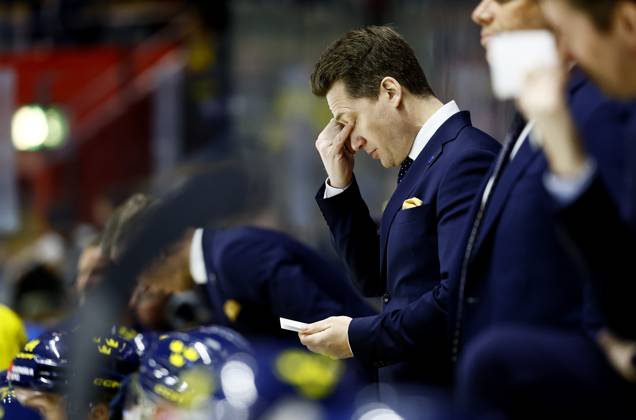 LINKÖPING, SWEDEN 20240424 Swedens national coach Sam Hallam during s ...