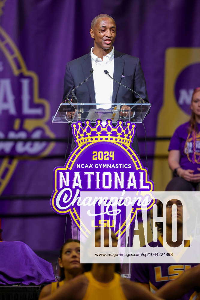 April 24, 2024: LSU President William F. Tate speaks to the crowd ...