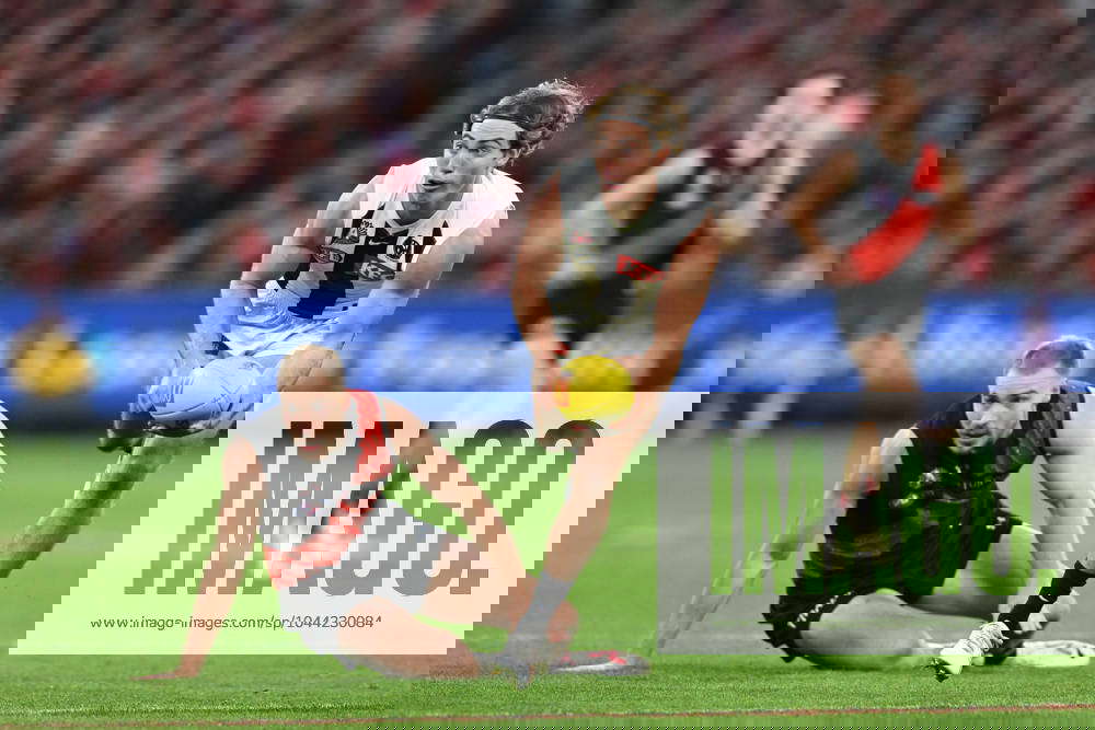 AFL BOMBERS MAGPIES, Harvey Harrison of Collingwood in action during ...