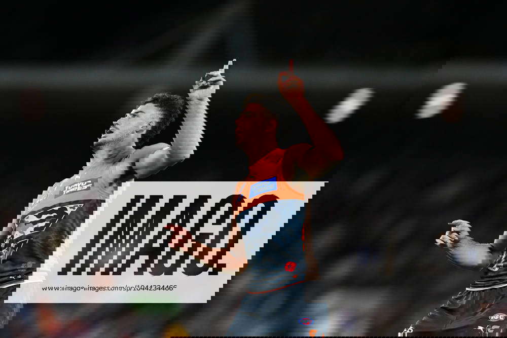 AFL GIANTS LIONS, Jake Riccardi of the Giants celebrates after scoring ...