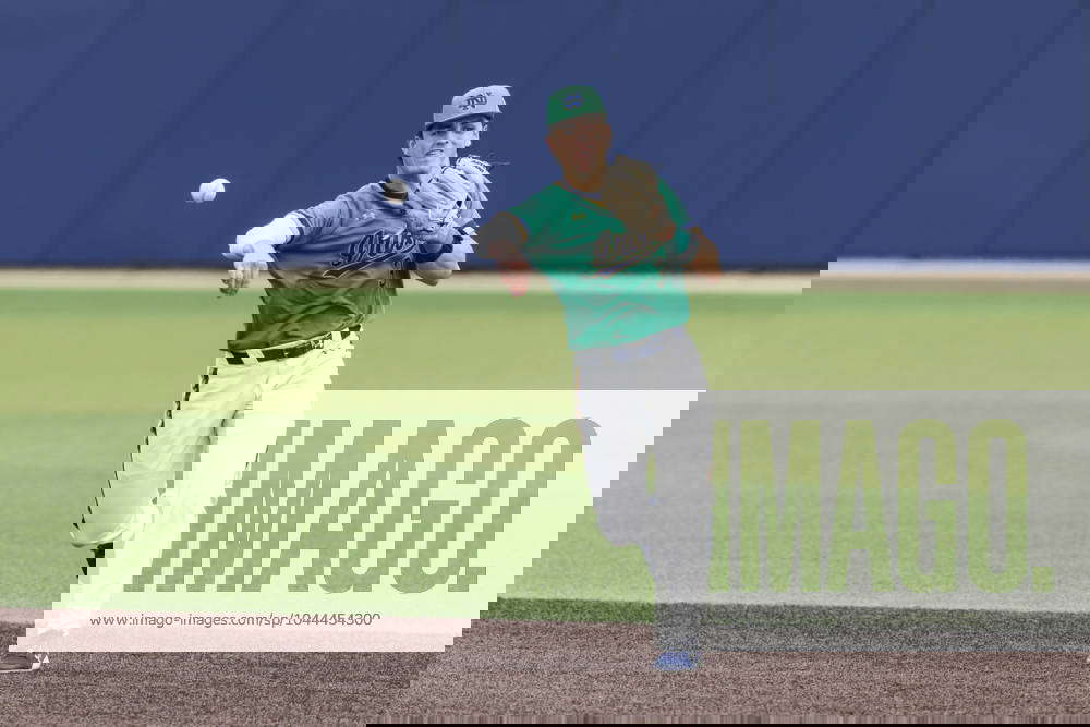 : Notre Dame infielder Estevan Moreno throws the ball to first base ...