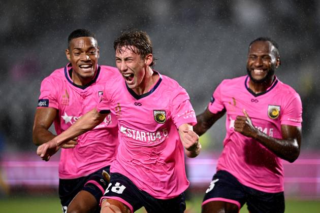 ALEAGUE MARINERS ADELAIDE, Jacob Farrell of the Mariners celebrates ...