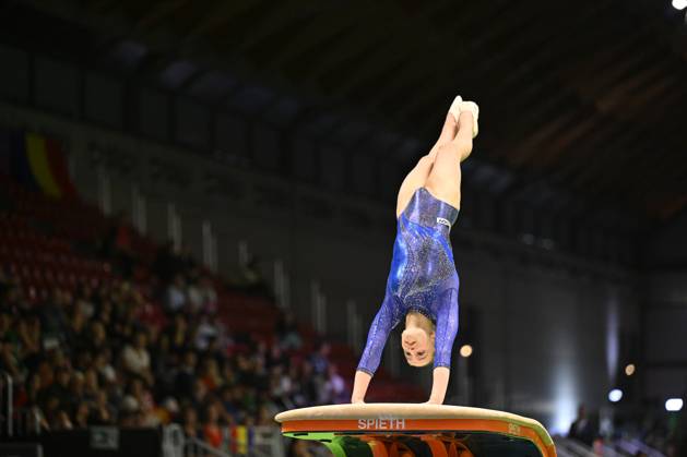 Emma Puato (ITA) vault during European Artistic Gymnastic Championships ...