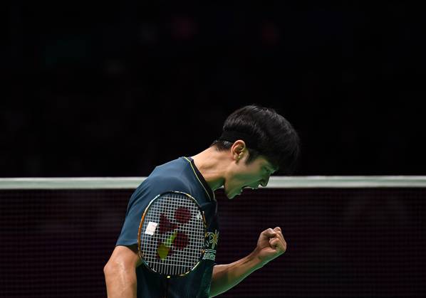 CHENGDU, Cho Geonyeop of South Korea celebrates scoring in the singles ...
