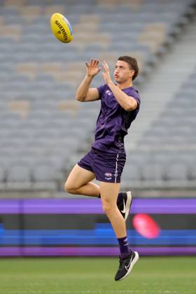 AFL DOCKERS SWANS, Patrick Voss of the Dockers marks the ball during ...