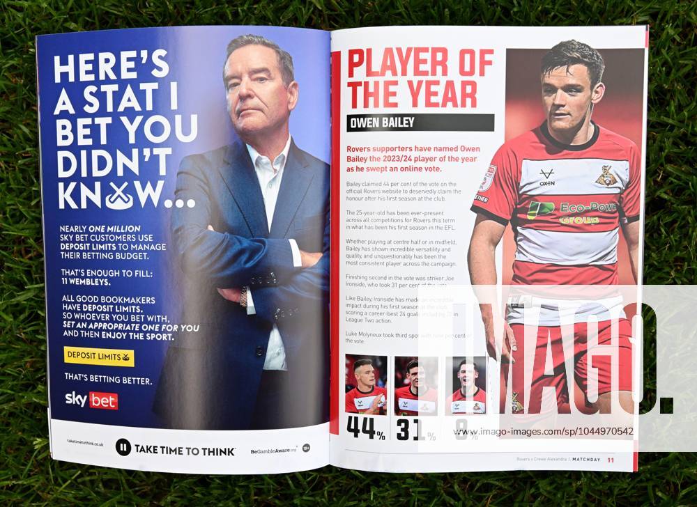 Sky Bet advert in the match programme Doncaster Rovers v Crewe ...