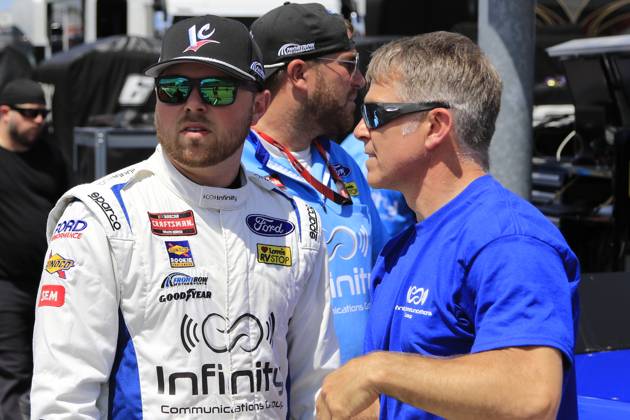 DARLINGTON, SC - MAY 10: Layne Riggs looks on during practice for the ...