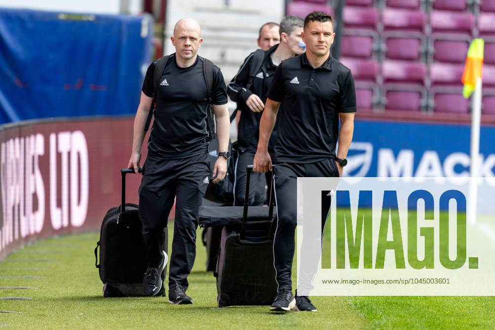 Referee Nick Walsh arrive with the official for the game today Heart of ...