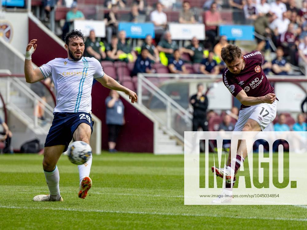 Alan Forrest of Hearts takes a shot at goal Heart of Midlothian v ...