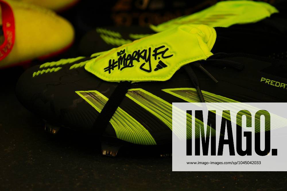 The Merky FC Adidas boots of Calvin Bassey of Fulham Fulham v ...