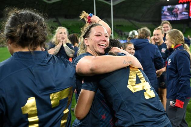 RUGBY AUSTRALIA USA WOMEN, Hope Rogers of the USA celebrates defeating ...