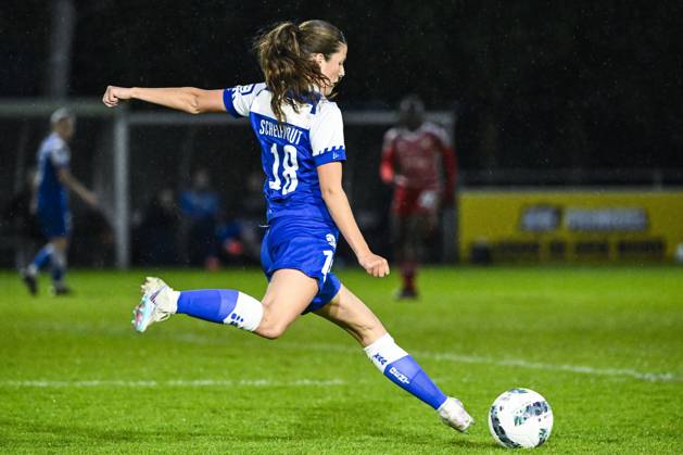 Kaa Gent Ladies s Fiebe Schelfhout pictured in action during a soccer ...
