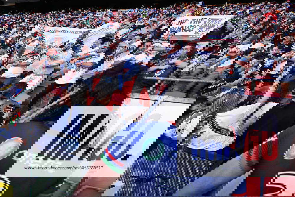 NRL WARRIORS PANTHERS, Family and friends in the crowd perform a Haka ...