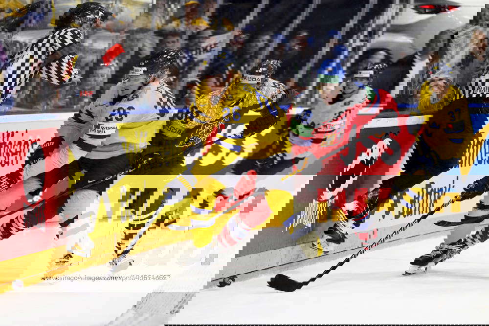 L-R Rasmus Dahlin and David Pastrnak in action during the 2024 IIHF ...