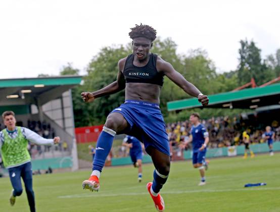 Goal celebration 1 0 Hoffenheim, goal scorer Blessing Makanda right ...