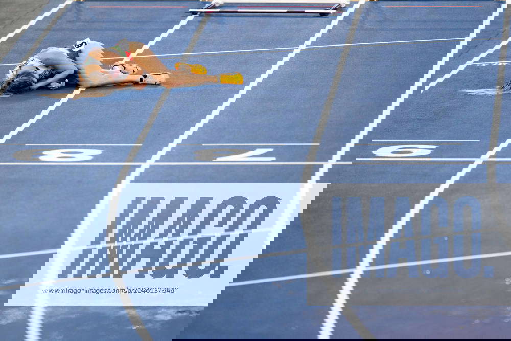 240608 Anna Toth of Hungary in pain after women?s 100 meters hurdles ...