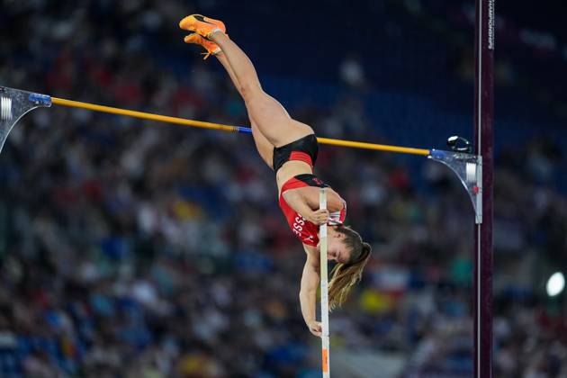 Rome, Italy, June 8th 2024: Angelica Moser (Switzerland) jumps up ...