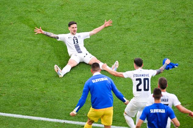 Erik Janza Slovenia celebrates his goal, UEFA EURO 2024 Group C ...