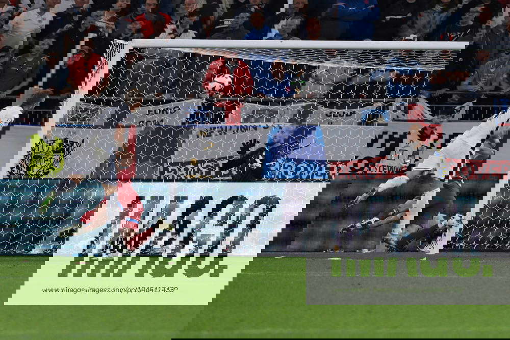 Harry Kane England, left, hits the crossbar with this header 16 06 2024 ...