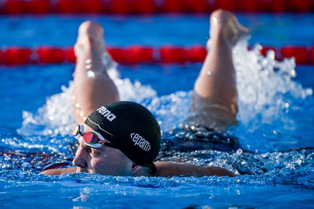 Darragh Greene of Ireland reacts after competing in the 100m Butterfly ...